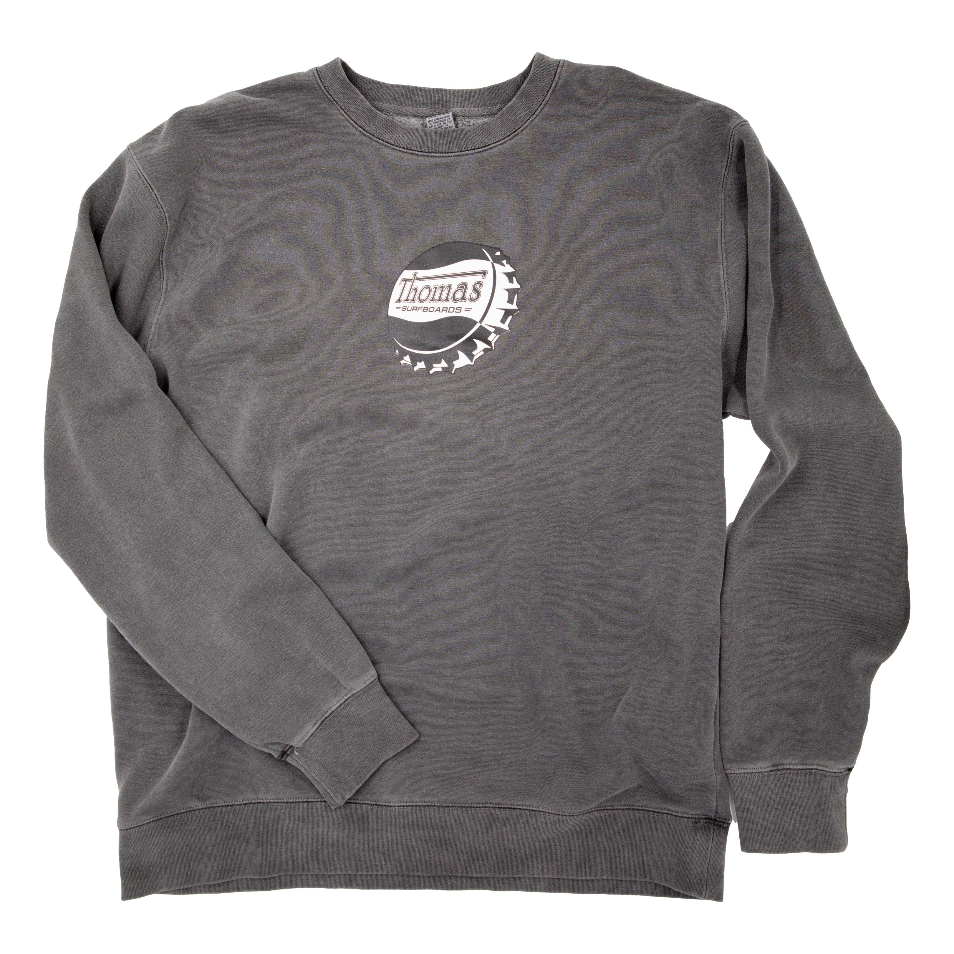 Thomas Bottle Cap Crew Neck Jumper Stone Washed Black – Thomas Surfboards